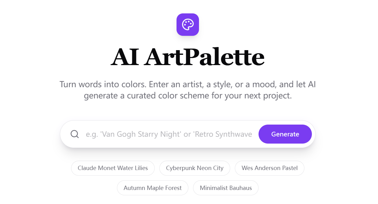 ArtPalette - AI Intelligent Color Palette Generator
